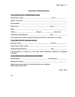 Fillable Online FIXED ASSET TRANSFERDISPOSAL Fax Email Print - pdfFiller