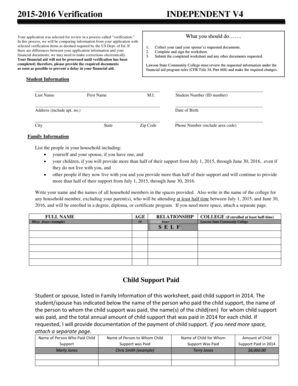 Fillable Online 2015-2016 Verification INDEPENDENT V4 Fax Email Print - pdfFiller