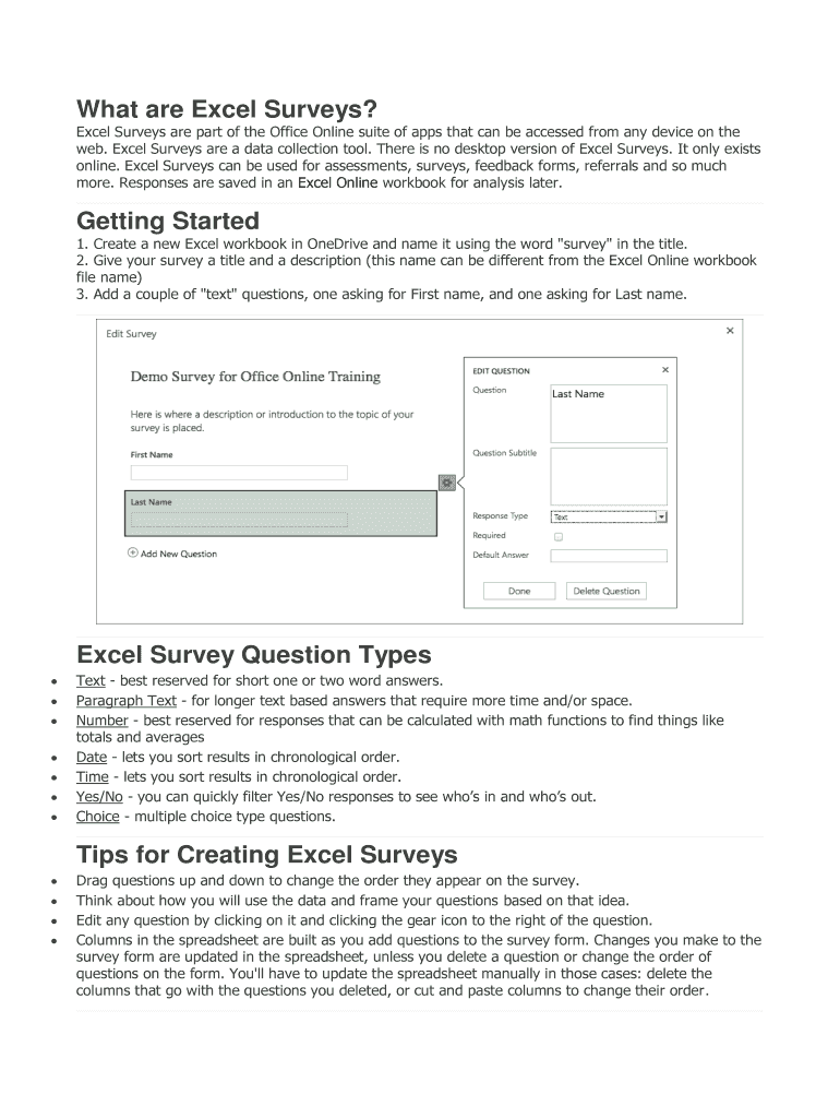 Fillable Online What are Excel Surveys Fax Email Print - pdfFiller
