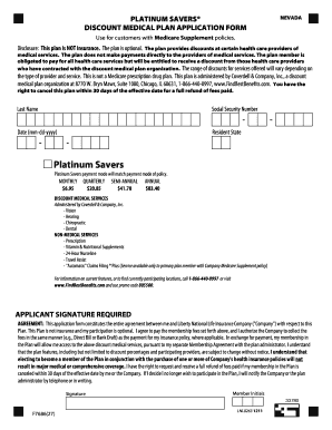 Fillable Online PLATINUM SAVERS NEVADA DISCOUNT MEDICAL PLAN ...