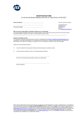 Fillable Online REGISTRATION FORM for the Annual General Meeting of ISS ...