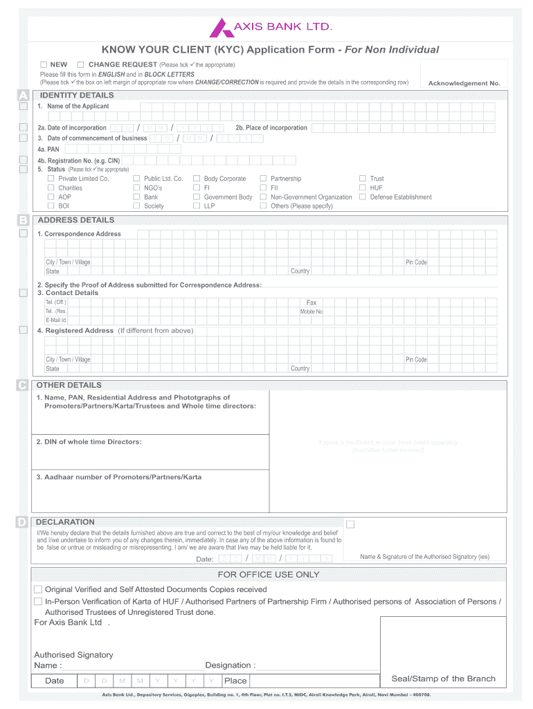 Fillable Online KNOW YOUR CLIENT (KYC) Application Form - For Non Individual.cdr Fax Email Print ...