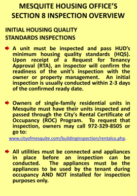 Fillable Online SECTION 8 INSPECTION OVERVIEW - Mesquite TX Fax Email ...