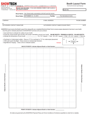 Fillable Online Booth Layout Form - franchiseshowinfocom Fax Email ...