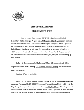 Fillable Online Ref 10i - Sample MAINTENANCE BOND FORM.doc Fax Email ...