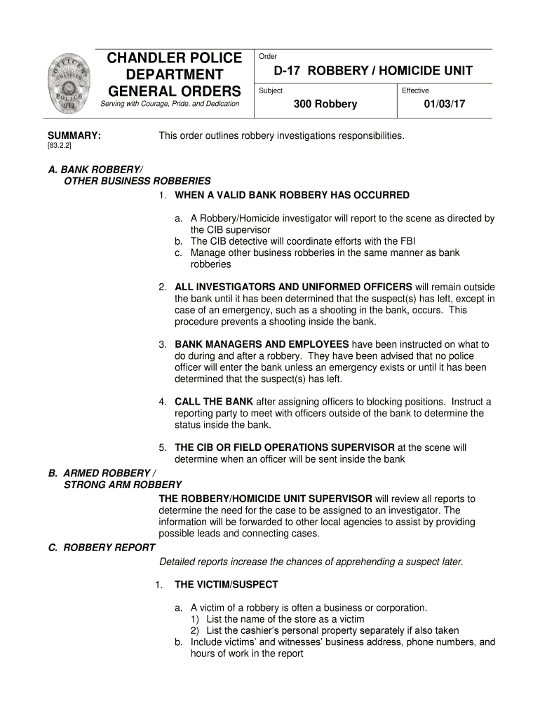 Fillable Online D-17 ROBBERY / HOMICIDE UNIT Fax Email Print - pdfFiller
