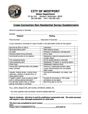 Fillable Online FORM-Cross-Connection Non-Residential Survey ...