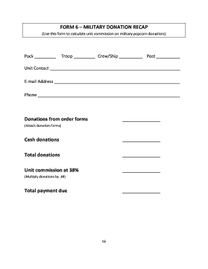 Fillable Online FORM 6 MILITARY DONATION RECAP - tidewaterbsacom Fax ...