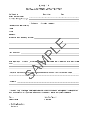 Fillable Online SPECIAL INSPECTION WEEKLY REPORT Fax Email Print ...