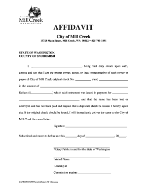 Fillable Online AFFIDAVIT - Mill Creek Washington Fax Email Print ...
