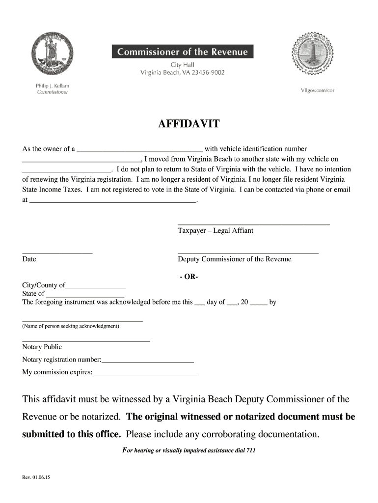 Fillable Online AFFIDAVIT - Official City of Virginia Beach Web Site ...