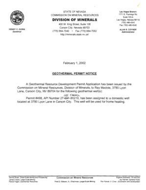 Fillable Online ftp nbmg unr A Geothermal Resource Development Permit ...