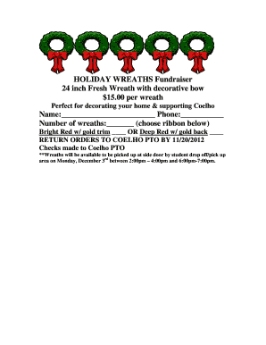 Fillable Online HOLIDAY WREATHS Fundraiser - attleboroschoolscom Fax ...