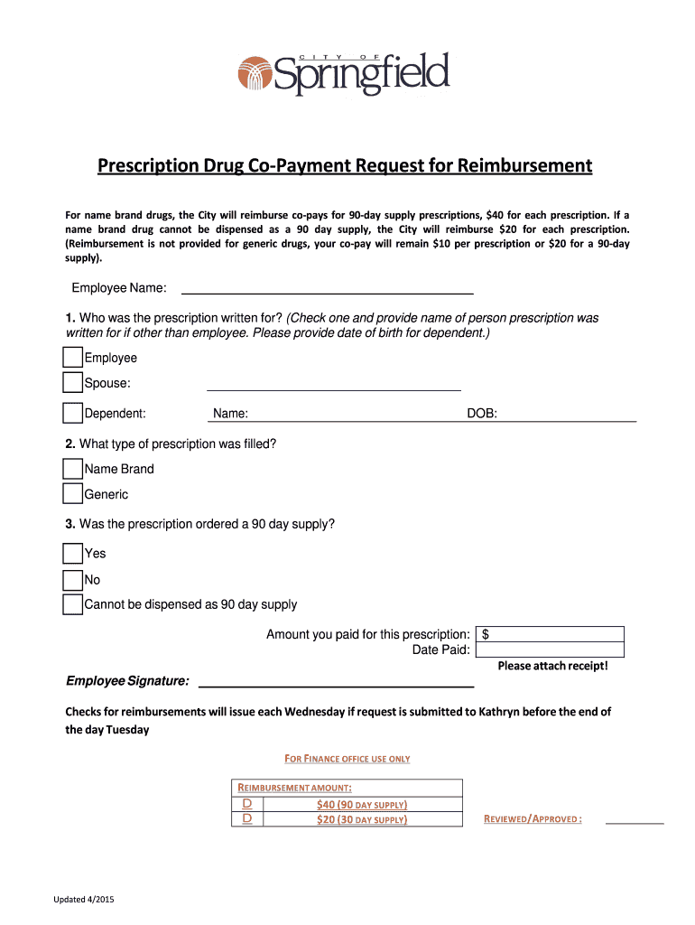 Fillable Online Prescription Reimb Form 2.docx Fax Email Print - pdfFiller