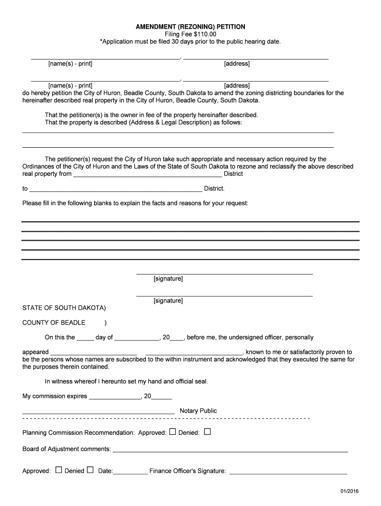 Fillable Online AMENDMENT REZONING PETITION Filing Fee 11000 Fax Email ...