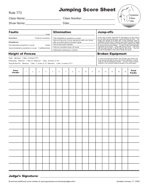 Fillable Online Jumping Score Sheet Rule 773 - appaloosacom Fax Email ...