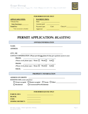 Fillable Online Application Packet for Plan Review BLASTING PERMIT Fax Email Print - pdfFiller