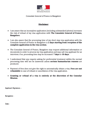 Fillable Online Consulate General of France in Bangalore Fax Email ...