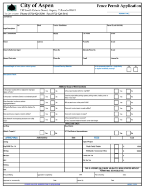 Fillable Online City of Aspen Fence Permit Application Fax Email Print ...