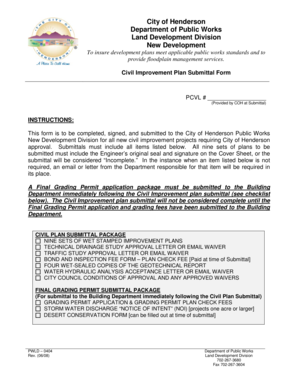 Fillable Online CIVIL IMPROVEMENT PLAN SUBMITTAL FORM Fax Email Print ...