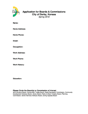 Fillable Online 2016 Board and Commission Application.doc Fax Email Print - pdfFiller