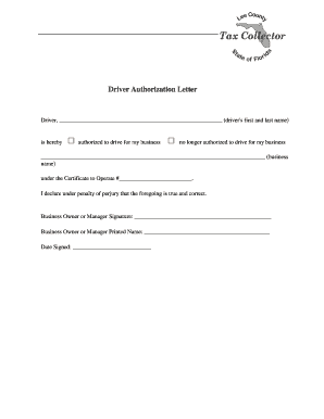 Fillable Online Driver Authorization Letter - leetccom Fax Email Print ...