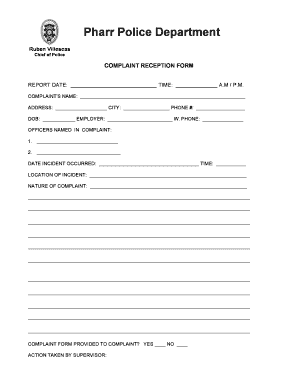 Fillable Online COMPLAINT RECEPTION FORMdoc Fax Email Print - pdfFiller