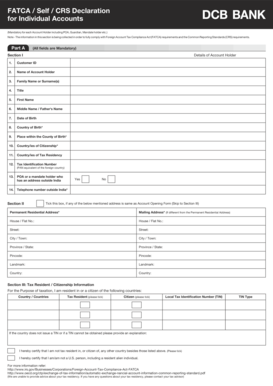 Fillable Online FATCA Self CRS Declaration for Individual Accounts Fax ...