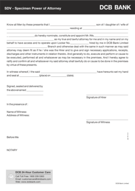 SDV - Specimen Power Of Attorney - DCB Bank - Fill and Sign Printable ...