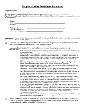 Fillable Online Property Utility Disclaimer Statement v7docx Fax Email ...