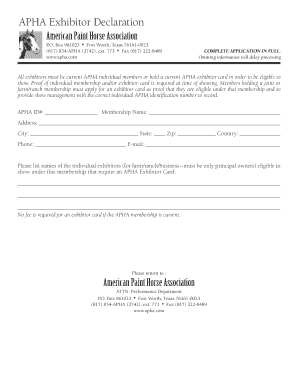 Fillable Online APHA Exhibitor Declaration Fax Email Print - pdfFiller