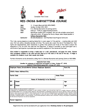 Fillable Online RED CROSS BABYSITTING COURSE - Dofasco Fax Email Print ...