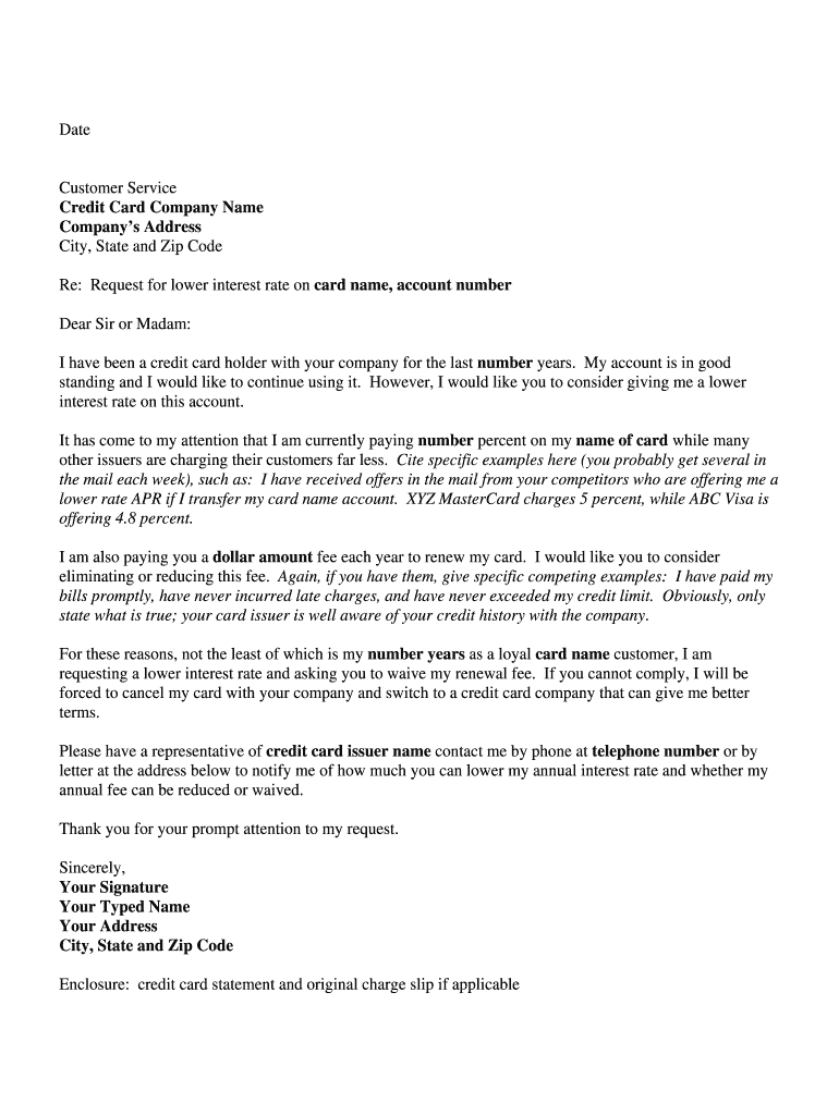 Fillable Online Request for Lower Interest Rate Letterdoc Fax Email ...