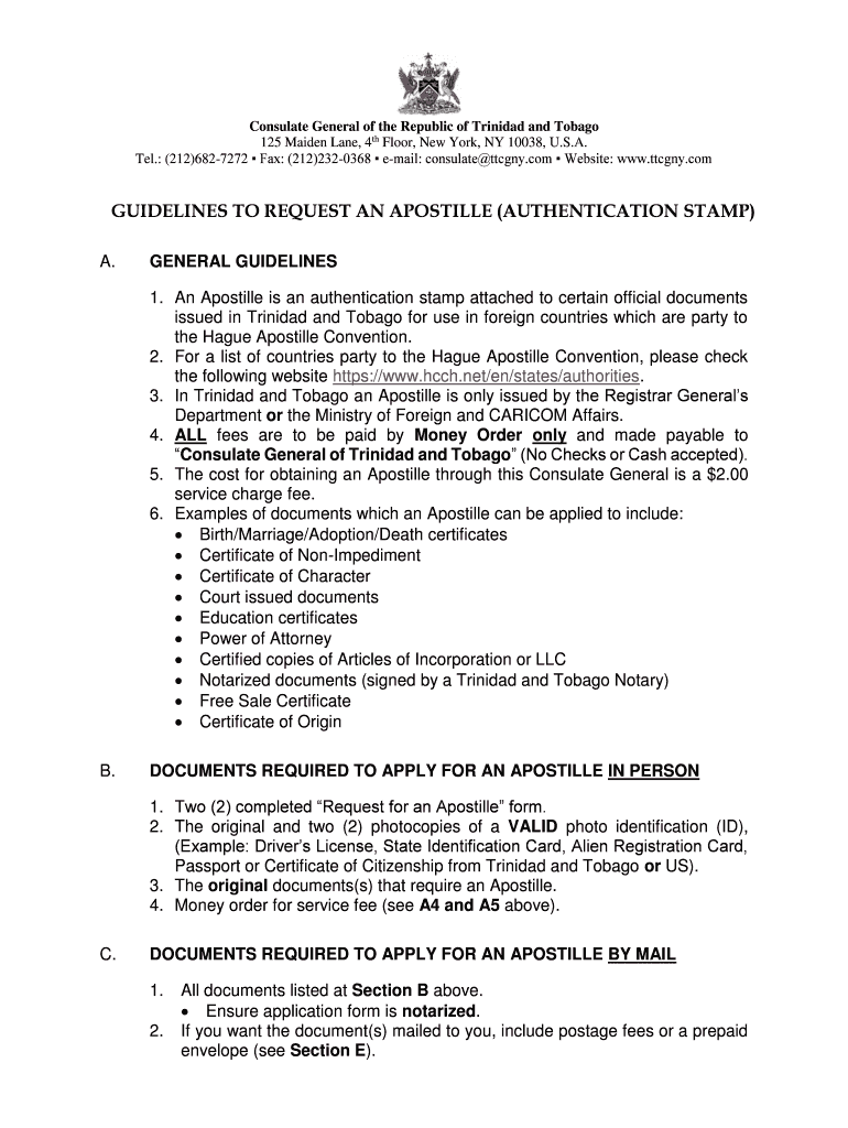 Fillable Online Guidelines to request an apostille authentication stamp ...