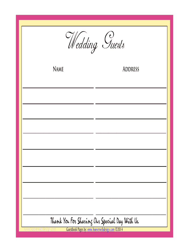 Fillable Online Printable Guest Sign In Page. Printable Guest Sign In ...