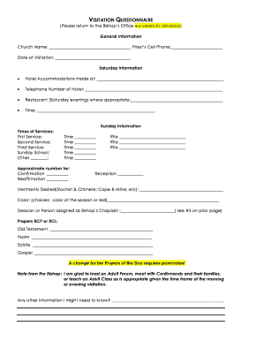 Fillable Online Visitation Questionnaire Fax Email Print - pdfFiller