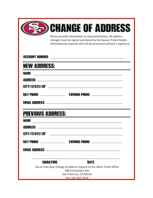 Fillable Online Change of Address - National Football League Fax Email ...
