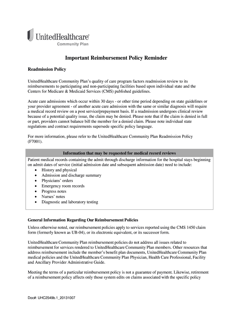 Fillable Online Important Reimbursement Policy Reminder Fax Email Print ...