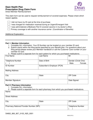 Fillable Online Dean Direct Member Reimbursement Form Fax Email Print ...