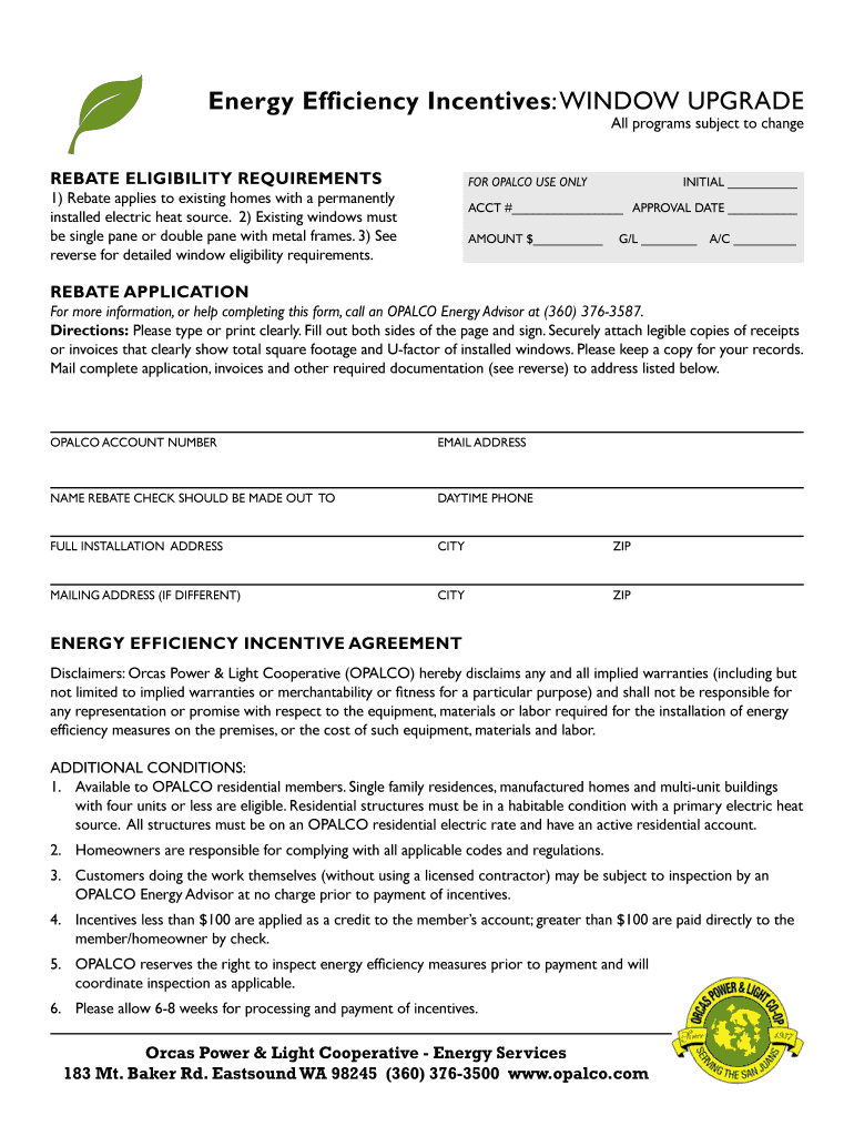 Fillable Online Energy Efficiency Incentives: WINDOW UPGRADE All ...