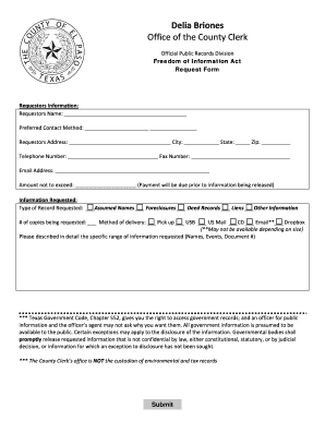 Fillable Online Freedom of Information Act Request Form - epcountycom ...