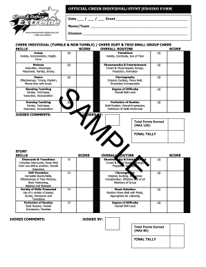 Fillable Online OFFICIAL CHEER INDIVIDUALSTUNT JUDGING FORM Fax Email ...