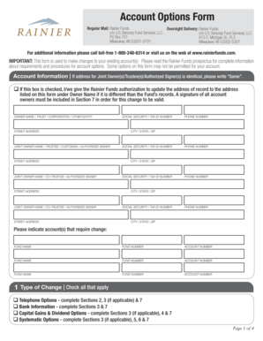 Fillable Online Account Options Form - rainierfundscom Fax Email Print - pdfFiller