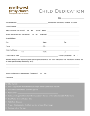 Fillable Online CHILD DEDICATION - Razor Planet Fax Email Print - pdfFiller