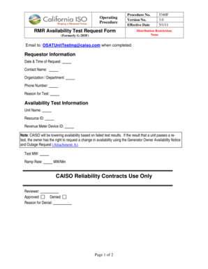 Fillable Online RMR Availability Test Reqest Form Fax Email Print ...