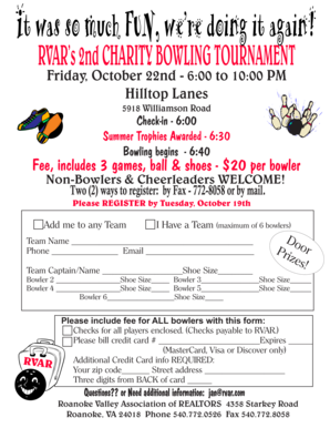 Fillable Online Bowling registration october Fax Email Print - pdfFiller