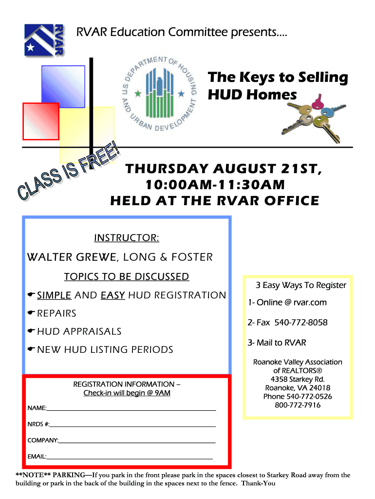 Fillable Online HUD Homes flyer - rvarcom Fax Email Print - pdfFiller