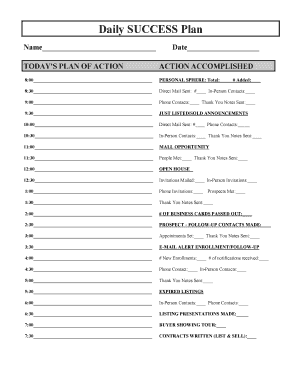Fillable Online Daily SUCCESS Plan - kens411blogscom Fax Email Print ...