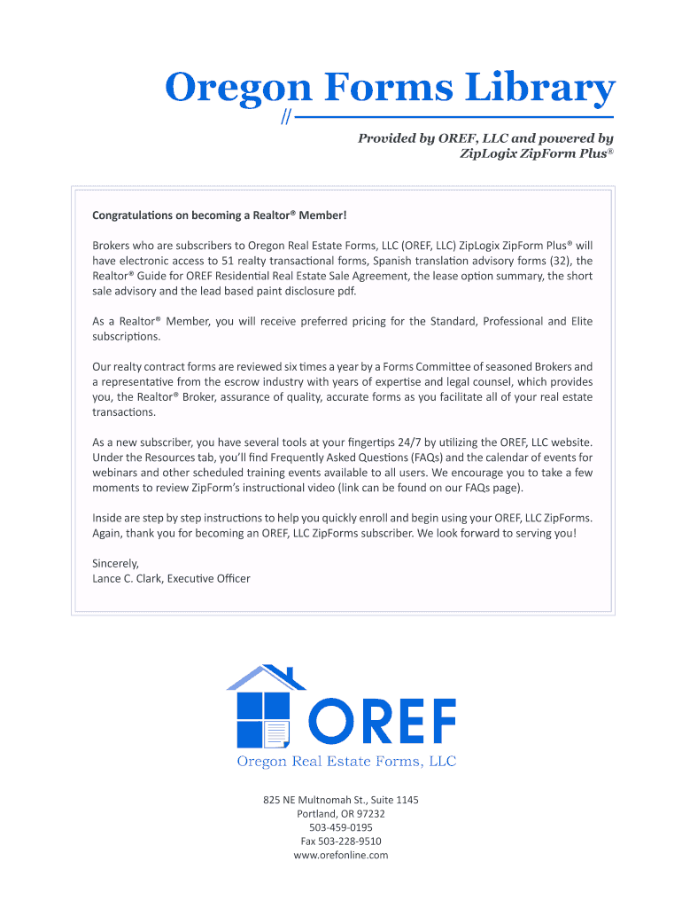 Fillable Online Provided by OREF, LLC and powered by Fax Email Print ...