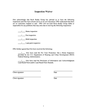 Fillable Online Inspection Waiverdoc Fax Email Print - pdfFiller